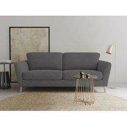 3-Sitzer Home Affaire "MARSEILLE 3er Sofa 206 cm, Cord, Flachgewebe, Struktur, Webstoff", grau (dunkelgrau), B:206cm H:88cm T:90cm, Webstoff (100% Polyester);Struktur fein (58% Polyester, 22% Polypropylen);Filzoptik (100% Polyester), Sofas, Massivholzbeine Eiche, Landhausstil, Wellenunterfederung