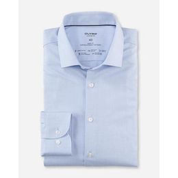 Businesshemd OLYMP "Level Five 24/Seven body fit", Herren, Gr. 39, N-Gr, blau (bleu), Web, Obermaterial: 64% Baumwolle, 27% Polyester, 9% Elasthan, Hemden