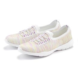 Sneaker Lascana "Slipper, Halbschuh, leichtes Meshmaterial", Damen, Gr. 38, gelb (gelb, pink meliert), Obermaterial: 100% Textilmaterial. Decksohle: 100% Textilmaterial. Futter: 100% Textilmaterial. Laufsohle: 100% Synthetik, mehrfarbig, meliert, Schuhe Sneaker, zum Reinschl&uuml;pfen mit elastischen Schn&uuml;rb&auml;ndern VEGAN