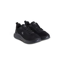 Sneaker Calvin Klein Jeans "EVA RUNNER MIX MESH", Herren, Gr. 43, schwarz, Synthetik, Textil, unifarben, Sportlich, Schuhe, Schnürschuh, Freizeitsneaker, Halbschuh mit seitlichem CK-Logo