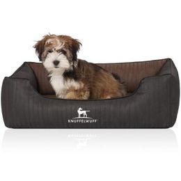 Knuffelwuff Orthop&auml;disches Hundebett Outback aus laser-gestepptem Kunstleder schwarz/ braun M-L