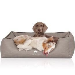 Knuffelwuff Orthop&auml;disches Hundebett Columbia aus laser-gestepptem Kunstleder hellgrau XL