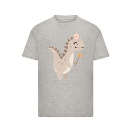 F4NT4STIC T Shirt 'S&uuml;&szlig;er M&auml;dchen Dinosaurier' Jungen Gr&ouml;&szlig;e 146/152 grau / orange / rosa
