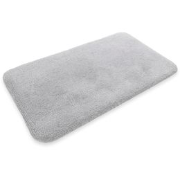 Badematte HOMIE LIVING "Porto Azzurro", grau (licht grau), H:30mm, Polyester, Badematten, Badteppich, uni, rechteckig & rund, waschbar, Badezimmerteppich