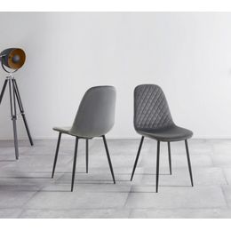 Esszimmerstuhl Hela "Sabrina", grau (grau, schwarz), B:58cm H:83cm T:61cm, 100% Polyester, Stühle, 2 und 4 Stück, Küchenstuhl