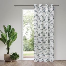 Gardine GERSTER "Helma" Gr. 1, weiß (weiß, blau), B:140cm H:245cm, Wirkware, Polyester, Gardinen, SB-Ösenschal "Helma"