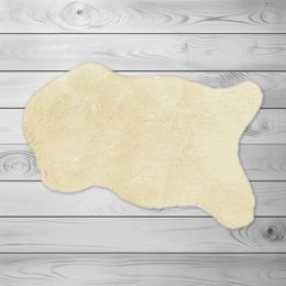 Fellteppich Kinzler "Kunstfell", beige (natur), B:70cm H:30mm L:110cm, Kunstfaser, Teppiche, Fellteppich, Uni-Farben, weich & flauschig, waschbar, ideal als Bettvorleger