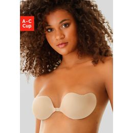 Klebe-BH Lascana, Damen, Gr. -C, Cup C, braun (toffee), Microtouch, Obermaterial: 87% Polyamid, 13% Elasthan, Basic, BHs Bandeau-BH Klebe-BH BH-Accessoire, ohne B&uuml;gel mit Silikon und praktischem Vorderverschluss
