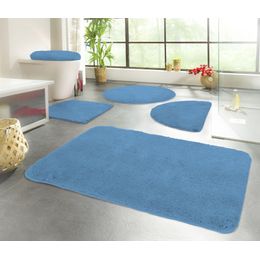 Badematte Kinzler "Chaozhou", blau (türkis), H:20mm, Polyester, Badematten, Badteppich, Uni Farben, weich, als rechteckig, rund & Set erhältlich