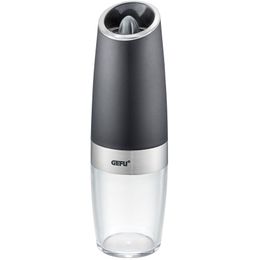 Salz-/Pfeffermühle Gefu "GIVA", transparent, H:20,2cm Ø:6,3cm, Küchenmühlen, Kippsensor für automat. Mahlen, einstellbare Mahlstufen, LED-Anzeige