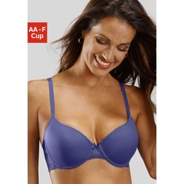 Schalen-BH Lascana "Vittoria", Damen, Gr. 70, Cup F, blau (royal blau), Spitze, Obermaterial: 84% Polyamid (TACTEL), 16% Elasthan (LYCRA), BHs, mit Bügel und Rücken aus floraler Spitze