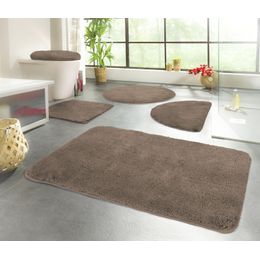 Badematte Kinzler "Chaozhou", braun, H:20mm, Polyester, Badematten, Badteppich, Uni Farben, weich, als rechteckig, rund & Set erhältlich