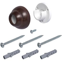 Wandträger Liedeco "Thüringen", braun (nussbaum), Ø:2,8cm, Gardinenstangenhalterungen, für Gardinenstangen Ø 28 mm
