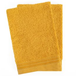 Waschlappen HAMMETEX "2er-Set Waschlappen 15x22 cm, 100% Baumwolle, weich und saugfähig", gelb (senf), B:15cm L:22cm, Baumwolle, Waschlappen