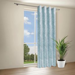 Vorhang GERSTER "Deniz" Gr. 1, blau, B:140cm H:245cm, Wirkware, Polyester, Gardinen, Deko-Ösenschal "Deniz"