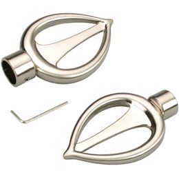 Gardinenstangen-Endstück Liedeco "Flamme", silber (edelstahlfarben), H:5,8cm L:9,4cm Ø:1,6cm, Gardinenstangenendstücke, für Gardinenstangen Ø 16 mm