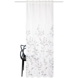 Gardine HEINE HOME, grau (weiß, grau), B:140cm H:245cm, Polyester, Viskose, Gardinen