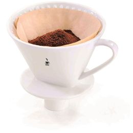 Permanentfilter Gefu "SANDRO", weiß, B:14,2cm H:13,9cm T:17cm, Porzellan, Kaffeefilter, geeignet für handelsübliche Papierfiltertüten der Größe 4. Porzellan