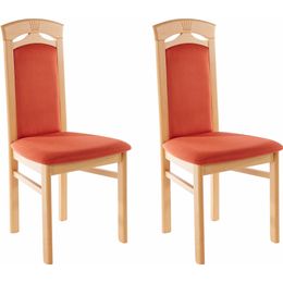 Esszimmerstuhl Home Affaire "Anthony", orange (terra, buchefarben), B:47cm H:101cm T:51cm, Holzwerkstoff, Stühle, Holzstuhl mit dekorativen Fräsungen