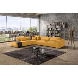 Ecksofa Egoitaliano "Beverly, extravangantes Designsofa mit erstklassigem Sitzkomfort", gelb, B:378cm H:95cm T:282cm, Sofas, Ecksofa, wahlweise mit elektrischer Relaxfunktion, Kopfteilverstellung