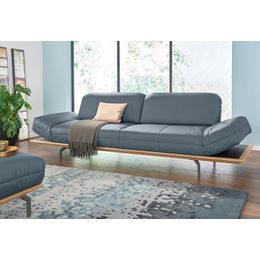 4-Sitzer "CR.420, Designsofa, Loungesofa", blau (blaugrau 534, 73), B:252cm H:117cm T:129cm, Leder Oskar - echtes Leder;Flachgewebe DONNA (76% Polyester 24% Polyacryl), CREATION BY ROLF BENZ, Sofas, in 2 Qualit&auml;ten, Holzrahmen in Eiche Natur oder Nu&szlig;baum, Breite 252 cm