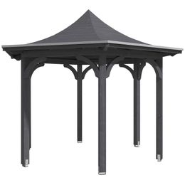 Skan Holz Holzpavillon SKANHOLZ "Versailles", grau (schiefergrau), B/H/T: 360cm x 332cm x 418cm, Pavillons, BxTxH: 418x360x332 cm, inkl. Aufschraubstutzen