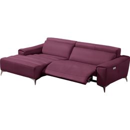 Ecksofa Egoitaliano "Suzette, Designsofa mit hohem Sitzkomfort", lila (violett), B:266cm H:95cm T:163cm, Leder &raquo;NUVOLE&laquo; (Echtes Rindsleder). Halbnat&uuml;rliches, halbnarbiges Rindsleder mit einer nat&uuml;rlichen K&ouml;rnung von 1, 2 bis 1, 4 mm. Dieses Leder hat eine weiche, wachsartige Hand mit mattem Aussehen und einem Wolkeneffekt. Es handelt sich um ein Naturleder, das die urspr&uuml;nglichen Eigenschaften der