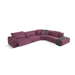 Ecksofa Egoitaliano "Beverly, extravangantes Designsofa mit erstklassigem Sitzkomfort", lila (violett), B:378cm H:95cm T:282cm, Sofas, Ecksofa, wahlweise mit elektrischer Relaxfunktion, Kopfteilverstellung