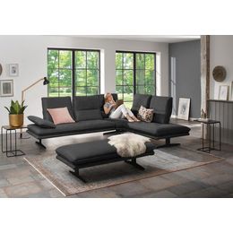 Ecksofa W.Schillig "broadway, Designsofa, toller Sitzkomfort, zeitlos, elegant, L-Form", grau (anthrazit z69), B:284cm H:94cm T:224cm, Longlife Xtra-Leder Z69: Das feinnarbige, gedeckte Softleder Z69 besticht durch seine au&szlig;ergew&ouml;hnliche Weichheit im trendigen &raquo;Vintage-Look&laquo;, Hautst&auml;rke 0, 9 - 1, 1 mm, Sofas, Ecksofa, Sitztiefenverstellung, Kopfteil- & Seitenteilverstellung, Breite 284cm