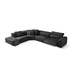Ecksofa Egoitaliano "Beverly, extravangantes Designsofa mit erstklassigem Sitzkomfort", schwarz, B:378cm H:95cm T:282cm, Leder &raquo;BULL&laquo; (echtes Rindsleder). Geschliffenes, pigmentiertes und behandeltes Rindsleder mit einer Dicke von 1, 3-1, 5 mm. Dieses Leder zeigt eine ziemlich weiche Hand mit einem halb undurchsichtigen Aussehen. Es handelt sich um ein gesch&uuml;tztes Leder. Eine leichte Deckschicht s