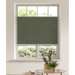 Plissee my home "DAHRA - in Crush-Optik" Gr. 12, grün (dunkelgrün), B:95cm H:130cm, Obermaterial: 100% Polyester, Plissees, Fixmaß, Bestseller mit über 5500 4,5-Sterne-Bewertungen, Klemmträger