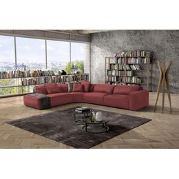 Ecksofa Egoitaliano "Beverly, extravangantes Designsofa mit erstklassigem Sitzkomfort", rot (kirschrot), B:378cm H:95cm T:282cm, Sofas, Ecksofa, wahlweise mit elektrischer Relaxfunktion, Kopfteilverstellung