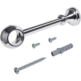 Träger Liedeco "Thüringen", grau (chromfarben), L:16,5cm, Gardinenstangenhalterungen, für Gardinenstangen Ø 28 mm