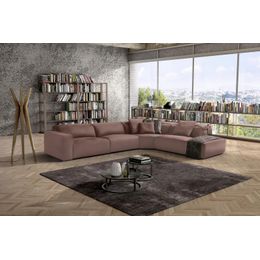 Ecksofa Egoitaliano "Beverly, extravangantes Designsofa mit erstklassigem Sitzkomfort", bunt (rosebraun), B:378cm H:95cm T:282cm, Leder &raquo;BULL&laquo; (echtes Rindsleder). Geschliffenes, pigmentiertes und behandeltes Rindsleder mit einer Dicke von 1, 3-1, 5 mm. Dieses Leder zeigt eine ziemlich weiche Hand mit einem halb undurchsichtigen Aussehen. Es handelt sich um ein gesch&uuml;tztes Leder. Eine leichte Deck