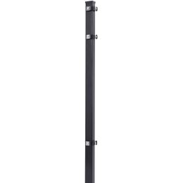 Eckpfosten Peddy Shield, grau (anthrazit), B:4cm H:120cm T:4cm, Stahl, Zaunpfosten, für Ein- und Doppelstabmatten