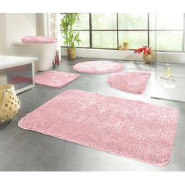 Badematte Kinzler "Chaozhou", rosa (rosé), H:20mm, Polyester, Badematten, Badteppich, Uni Farben, weich, als rechteckig, rund & Set erhältlich