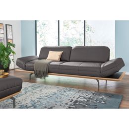 4-Sitzer "CR.420, Designsofa, Loungesofa", braun (graubraun 534, 49), B:252cm H:117cm T:129cm, Leder Oskar - echtes Leder;Flachgewebe DONNA (76% Polyester 24% Polyacryl), CREATION BY ROLF BENZ, Sofas, in 2 Qualit&auml;ten, Holzrahmen in Eiche Natur oder Nu&szlig;baum, Breite 252 cm