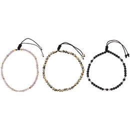 Fußketten Set Firetti "Schmuck Geschenk Körperschmuck Edelsteine", schwarz (silberfarben, gelbgoldfarben, schwarz, grau, schwarz, beige, grau, schwarz, beige), Fußketten, Baumwolle Messing, Baumwolle, Messing, mit Achat, Dalmatiner Jaspis, Onyx