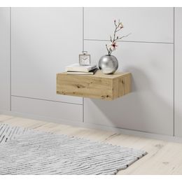 Nachtkommode Schlafkontor "Tajo", braun (artisan eiche), B:42cm H:14cm T:30cm, Melamin, Sideboards, mit Schublade, Nachtkonsole für Wandmontage