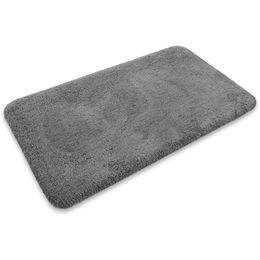 Badematte HOMIE LIVING "Porto Azzurro", grau (schiefer grau), H:30mm, Polyester, Badematten, Badteppich, uni, rechteckig & rund, waschbar, Badezimmerteppich