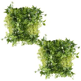 Kunstpflanze Creativ green "Wandmatte Blätter-Mix", grün, B:25cm H:25cm T:4cm, Kunststoff, Kunstpflanzen, als perfekte Wand-Deko