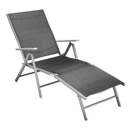 Gartenliege Merxx, schwarz, Obermaterial: 100% Polyester, Gartenliegen, Alu/Textil, klappbar