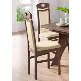 Esszimmerstuhl Home Affaire "Berta Küchenstuhl", beige (creme, wengefarben), B:46cm H:103cm T:50,5cm, Holzwerkstoff, Stühle, Bezug in Microfaser, Gestell aus Buche Massivholz