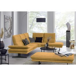 Ecksofa W.Schillig "broadway, Designsofa, toller Sitzkomfort, zeitlos, elegant, L-Form", gelb (kurkuma z69), B:284cm H:94cm T:224cm, Longlife Xtra-Leder Z69: Das feinnarbige, gedeckte Softleder Z69 besticht durch seine au&szlig;ergew&ouml;hnliche Weichheit im trendigen &raquo;Vintage-Look&laquo;, Hautst&auml;rke 0, 9 - 1, 1 mm, Sofas, Ecksofa, Sitztiefenverstellung, Kopfteil- & Seitenteilverstellung, Breite 284cm