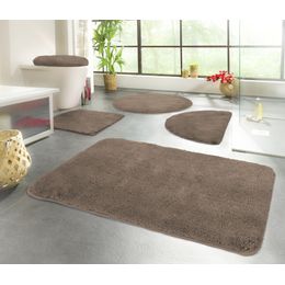 Badematte Kinzler "Chaozhou", braun, H:20mm, Polyester, Badematten, Badteppich, Uni Farben, weich, als rechteckig, rund & Set erhältlich
