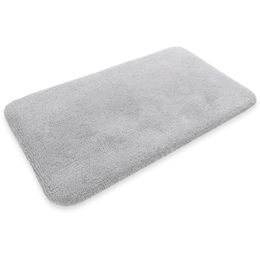 Badematte HOMIE LIVING "Porto Azzurro", grau (licht grau), H:30mm, Polyester, Badematten, Badteppich, uni, rechteckig & rund, waschbar, Badezimmerteppich