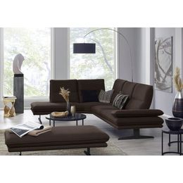 Ecksofa W.Schillig "broadway, Designsofa, toller Sitzkomfort, zeitlos, elegant, L-Form", braun (braun z59), B:284cm H:94cm T:224cm, Longlife Xtra-Leder Z59: Glattleder mit modischer Pr&auml;gung. Hautst&auml;rke 0, 9 - 1, 1 mm, Sofas, Ecksofa, Sitztiefenverstellung, Kopfteil- & Seitenteilverstellung, Breite 284cm