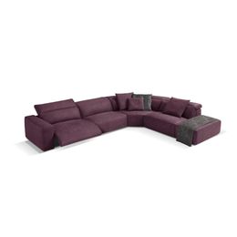 Ecksofa Egoitaliano "Beverly, extravangantes Designsofa mit erstklassigem Sitzkomfort", lila (plum), B:378cm H:95cm T:282cm, Sofas, Ecksofa, wahlweise mit elektrischer Relaxfunktion, Kopfteilverstellung
