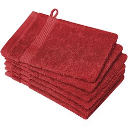 Waschhandschuh Dyckhoff "Planet", rot (kirschrot), B:16cm L:21cm, Walkfrottier, Waschlappen, 450 g/m², aus reiner Baumwolle, trocknergeeignet