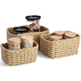 Aufbewahrungskorb zeller PRESENT, beige, B:24cm H:13cm T:18cm, Papier, Aufbewahrungsboxen, stapelbar